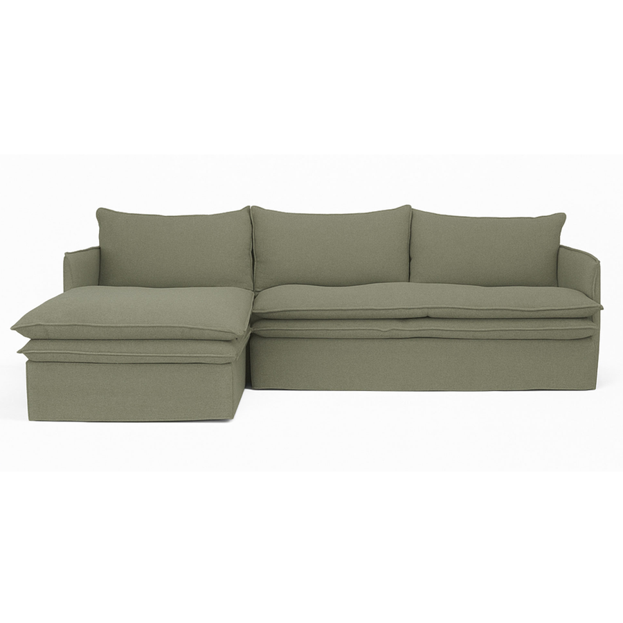 Hamilton 3 Seater Left-Hand Chaise - Khaki | Best Furniture Shop