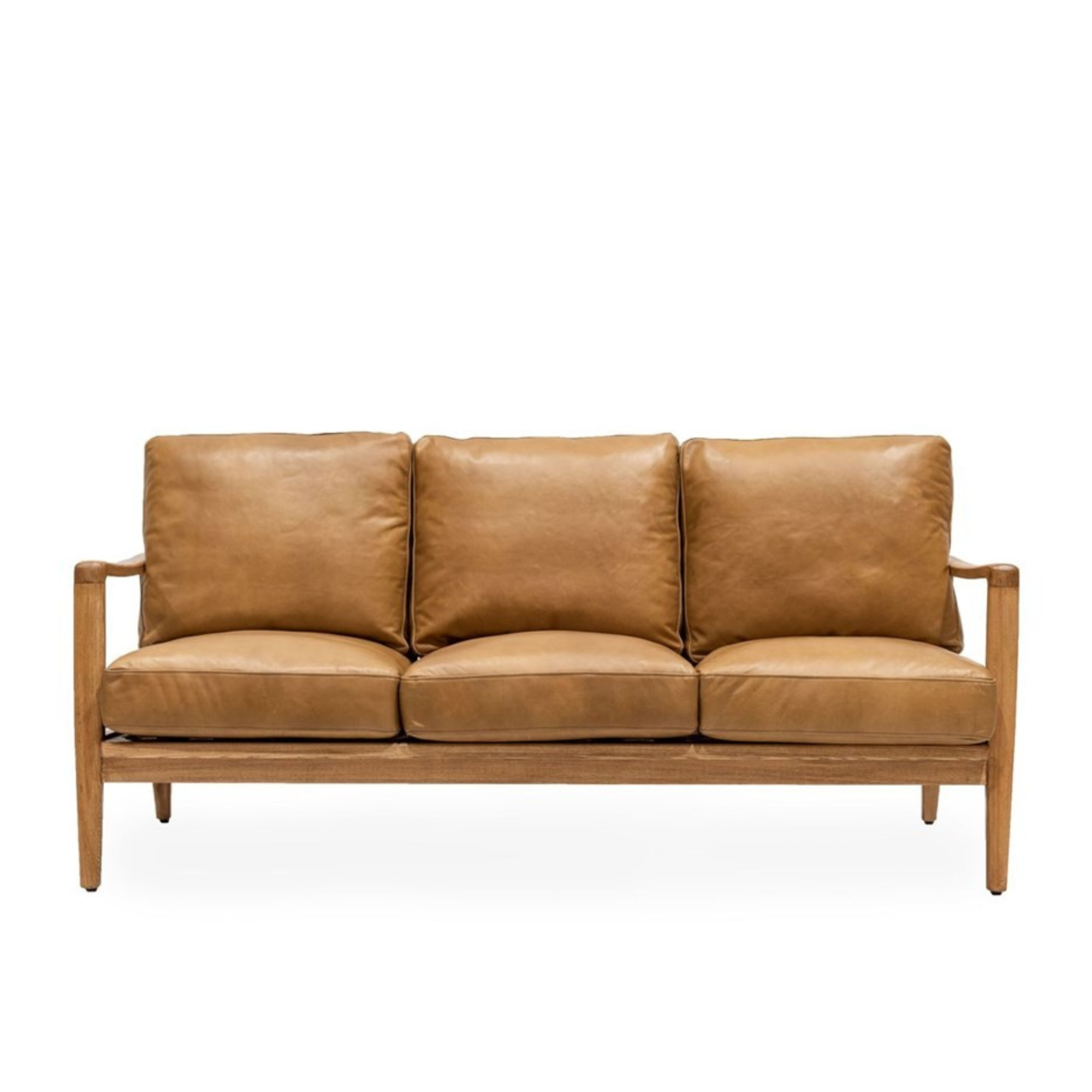 REID ASH & LEATHER 3 SEATER SOFA | TAN | Best Furniture Shop