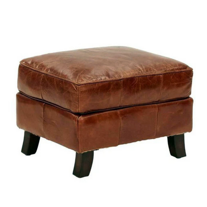 STAN CURVED LEG OTTOMAN | TOP GRAIN LEATHER | Best Furniture Shop
