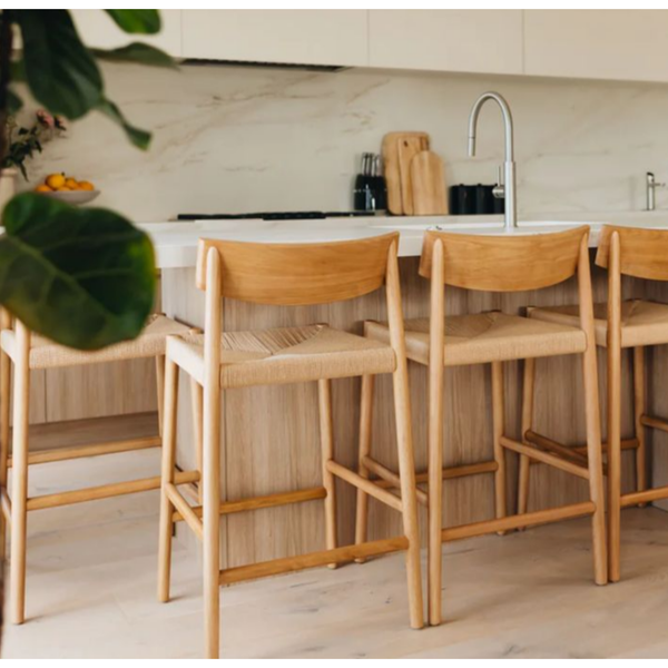 Ingrid High-Back Bar Chair - Natural Oak | Best Furniture Shop