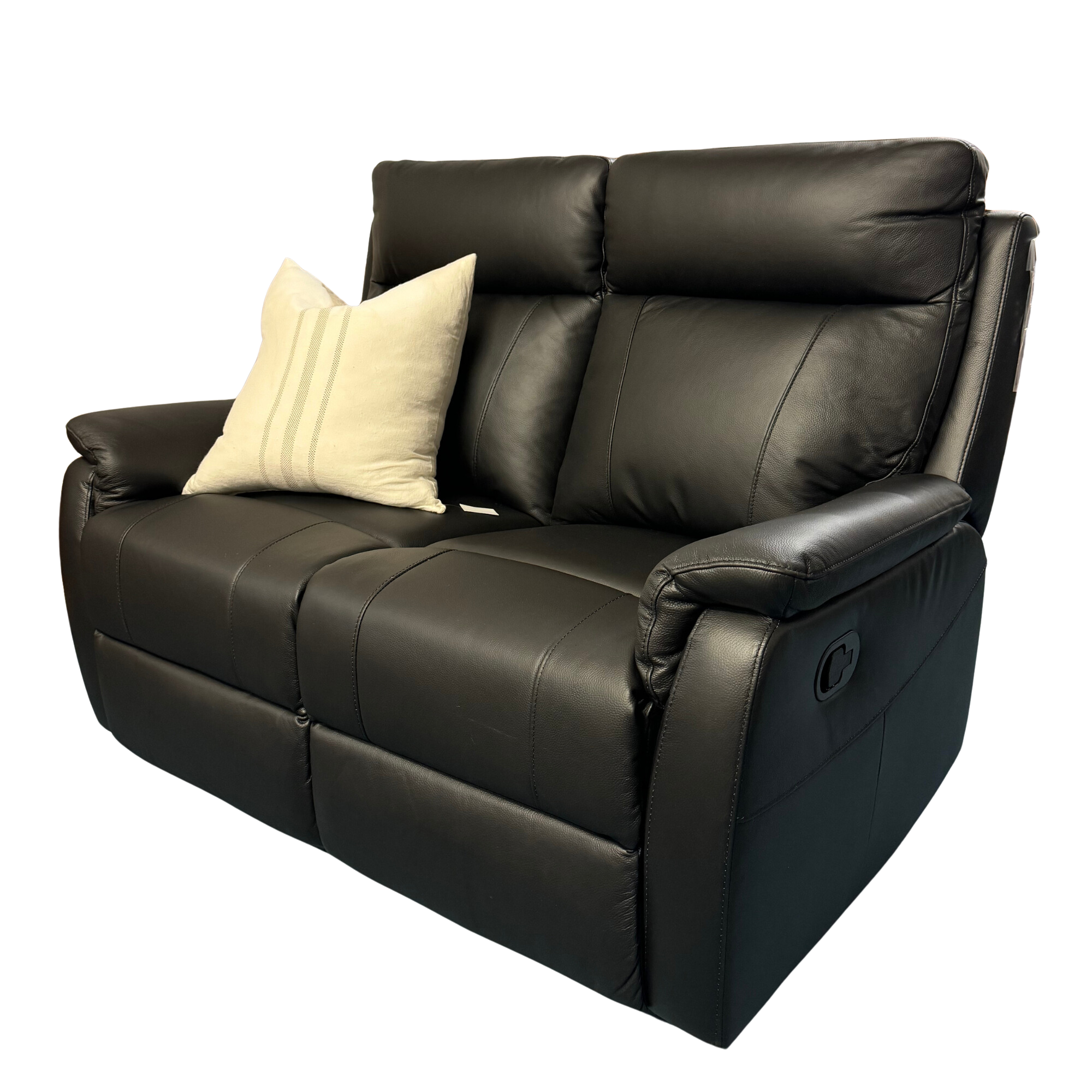 Roberto Reclining 2 Seater Sofa - Black Leather | Best Furniture Shop